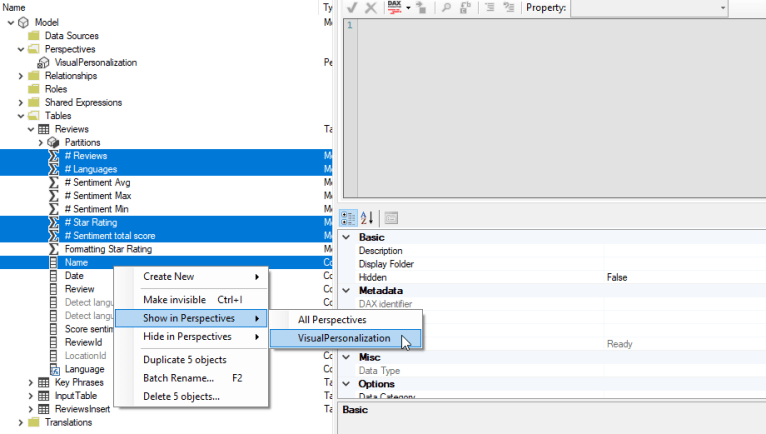 Power BI visual customization – using perspectives – Data – Marc