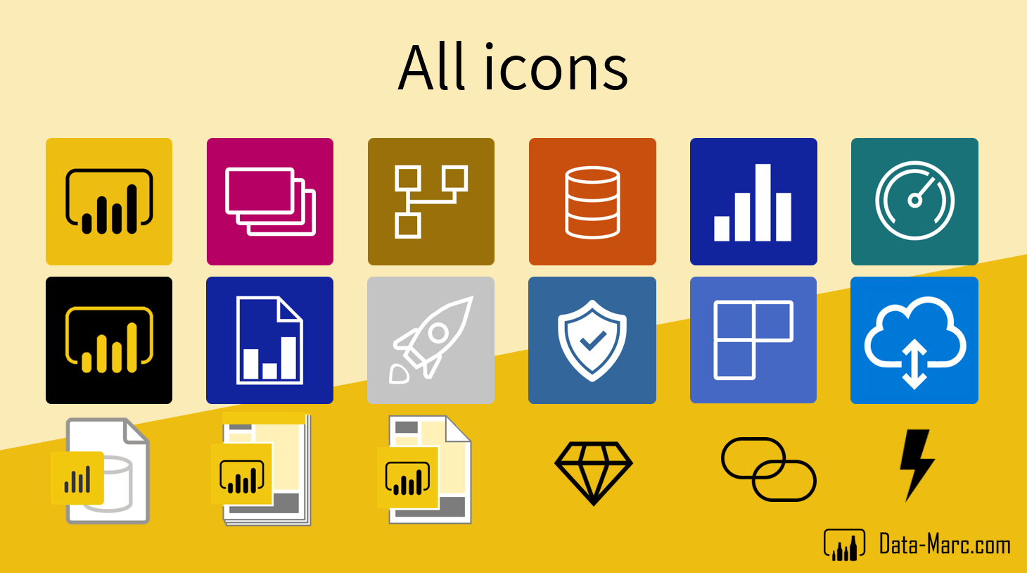 Power BI icon library for Diagrams.net (draw.io) – Data – Marc