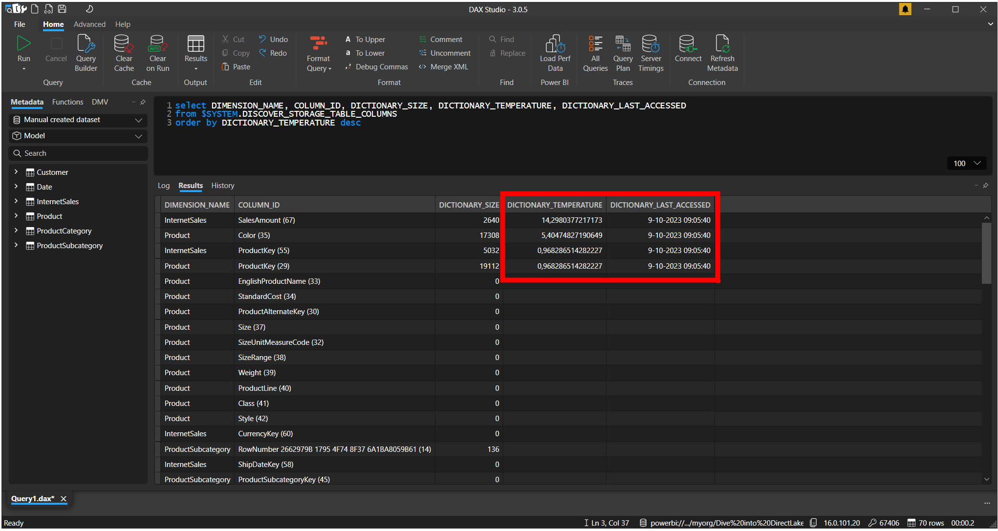 Exploring Direct Lake Framing and warm-up data using Semantic Link in Fabric Notebooks – Data – Marc